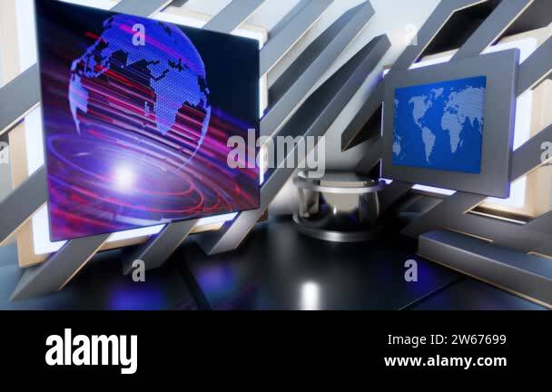 News TV Studio Set - Virtual Green Screen Background Loop motion ...