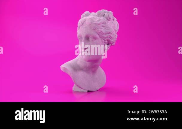 Glitch of Venus head on pink background. 4K. Ultra high definition ...