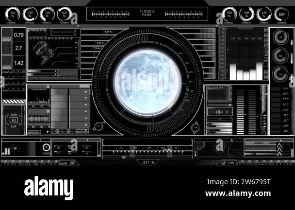 Animation of planet earth with scope scanning and data processing on ...