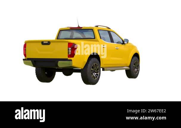 Yellow commercial vehicle delivery truck with a double cab. Machine ...