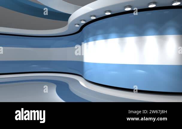 TV studio. Light blue background. Loop animation. News studio ...
