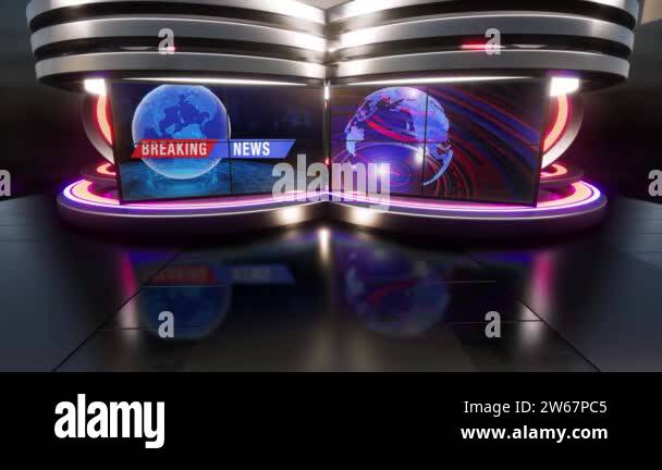 News TV Studio Set - Virtual Green Screen Background Loop motion ...