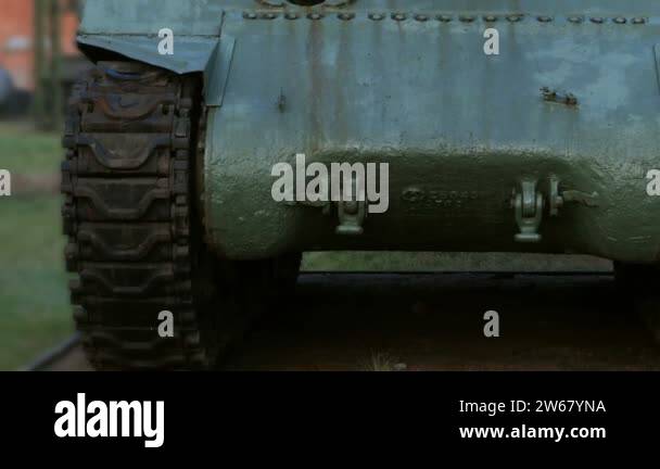 cannon heavy American tank Sherman front view, fought in World War II ...