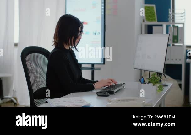 Portrait businesswoman using computer charts Stock Videos & Footage ...