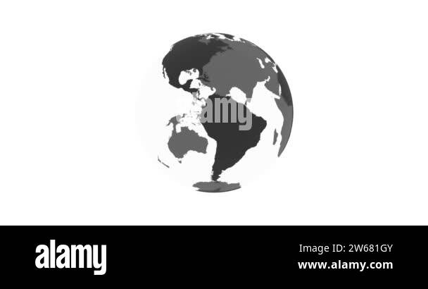 Globe icon with smooth shadows and white map of the continents of the ...