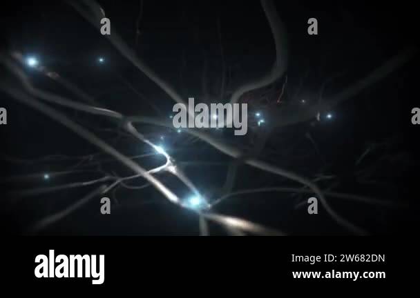 Neuronal and Synapse Activity animation. Neurons in the head ...