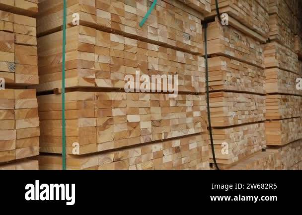 Wood storage warehouse in timber processing plant Stock Videos ...