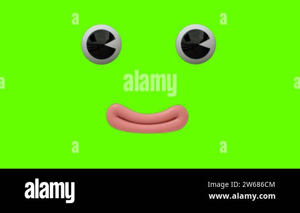 Funny Cartoon Face Reaction with eyes and mouth on green screen ...