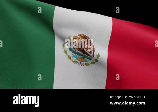 Alpha Channel of Mexican flag waving in wind. Close up of Mexico banner ...