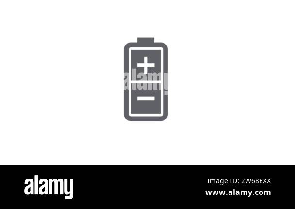 Battery animated icon with the plus sign or minus sign. Isolated on ...