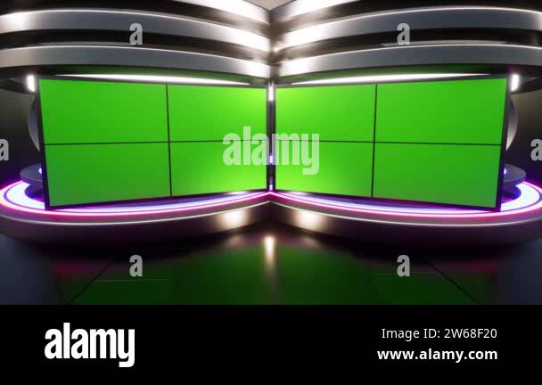 News TV Studio Set - Virtual Green Screen Background Loop motion ...