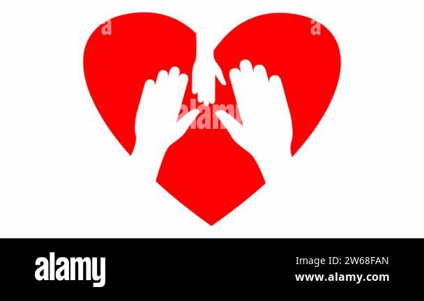 Animated family icon, heart and hands signs. Heart beats. Family ...