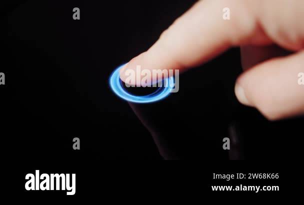 Human Finger Turns on Touch Screen Button and Activates Futuristic ...