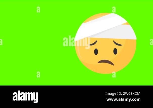 Cartoon Emoji Face Reaction Animation on Green Screen Matte Background ...