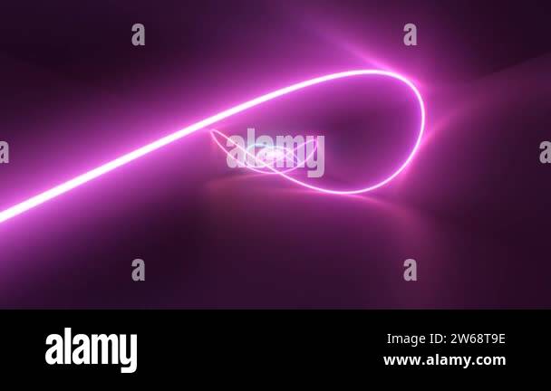 Ultraviolet Neon Laser Curve Glows Inside Reflective Endless Tunnel - 4K Seamless Loop Motion ...