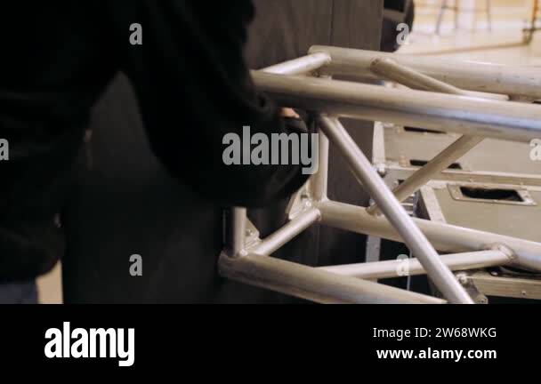 creating a structure for the stage. Metal structures that are installed ...