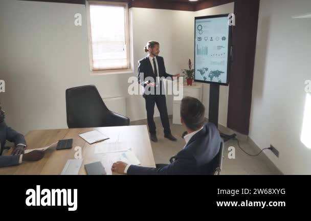 Business meeting in office, young businessman speak at a meeting and ...