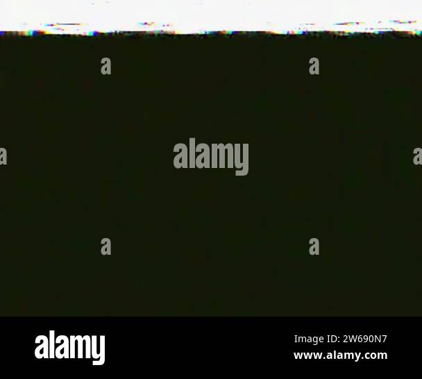 VHS real defects noise and artifacts, glitches from an old tape, black ...