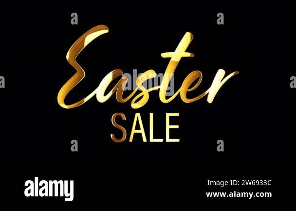 4K golden word EASTER SALE Title 3D Illustration of isolated word Easter Sale gold light loop ...