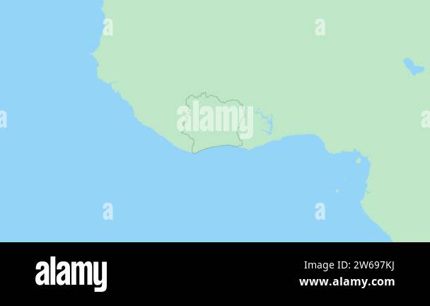 Map of Ivory Coast with pin of country capital. Ivory Coast Map with ...