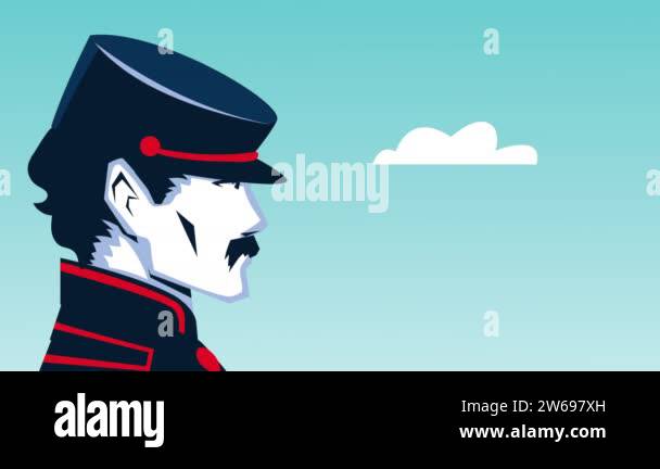happy memorial day animation with soldier retro profile character Stock ...