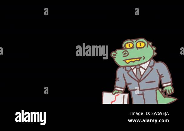Alligator appears on screen indicates negative business graph. Frame by ...