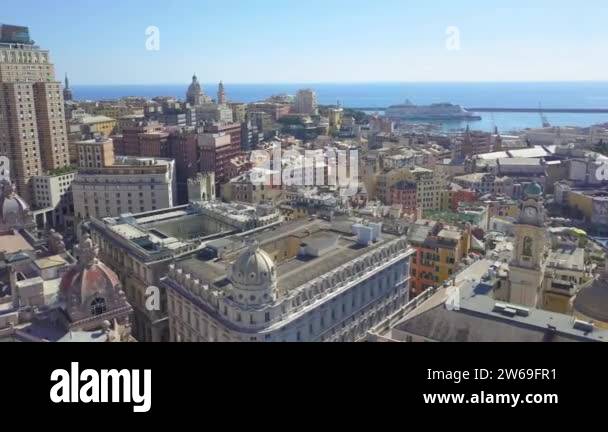 Aerial panoramic drone view of buildings and streets surrounding Port ...