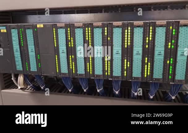 Flashing LED lights on a Siemens Simatic s7 PLC modules in automation ...