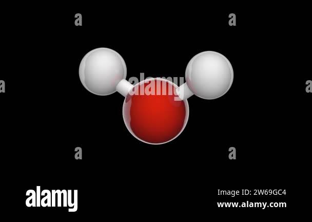 Water (molecular formula: H2O). 3D render. Seamless loop. Isolated and ...