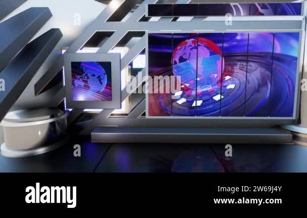 News TV Studio Set - Virtual Green Screen Background Loop motion footage, A green screen static ...