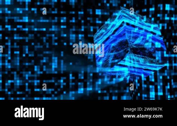 Cube reflection abstract dark cave waveform visualization wave technology digital surface ...