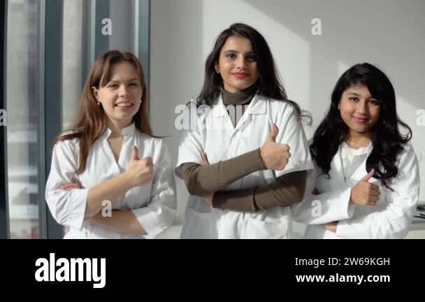 Medical students interns of different nationalities look into the ...