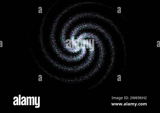 Moving spiral of glowing particles. Animation. Living spiral of ...