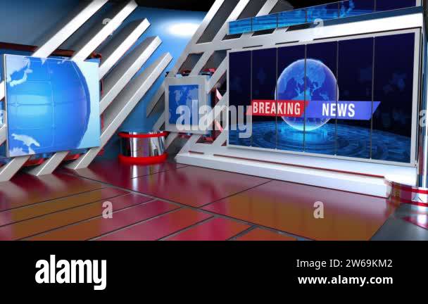 News TV Studio Set - Virtual Green Screen Background Loop motion ...