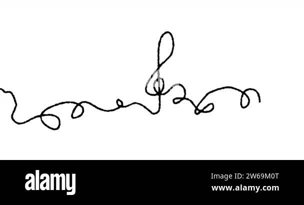Self drawing treble clef. Simple animation of single continuous one ...