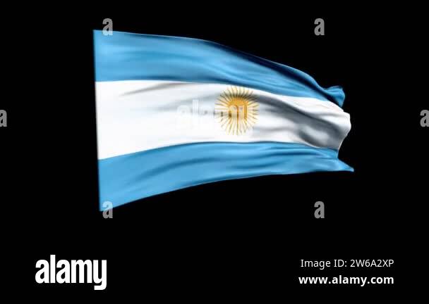 Realistic Argentina flag is waving 3D animation. National flag of ...