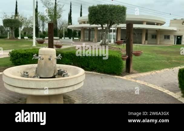 Nahariya, Israel - April 15, 2019: A source of water for washing hands ...