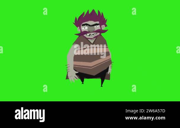 Robber walk cycle animation. Front view. Clip in high resolution with ...