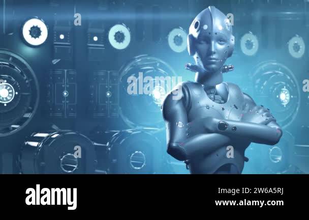 sci-fi woman robot , learning digital information the digital world of the future of neural ...