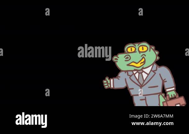 Alligator character showing thumbs up and points finger at. Frame by ...