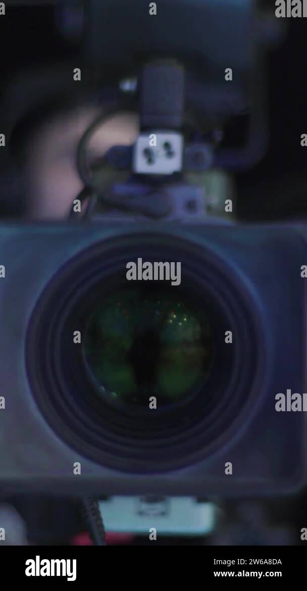 Recording in a TV studio during a live broadcast Vertical video Stock ...