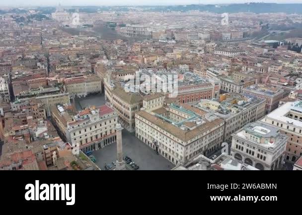 Aerial view of downtown Rome, Italy. City center with government ...