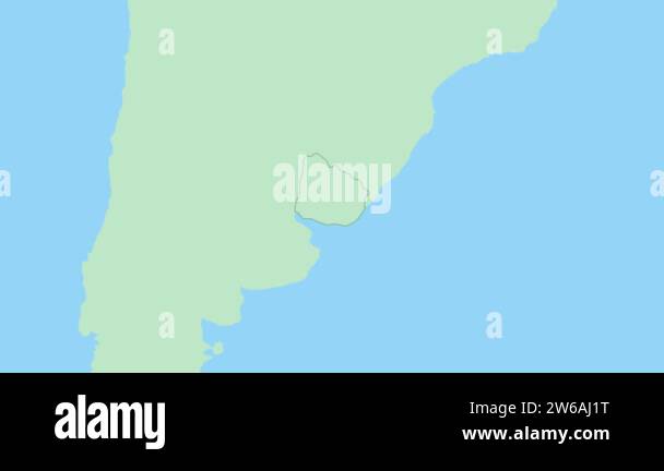 Map of Uruguay with pin of country capital. Uruguay Map with neighboring countries in green ...