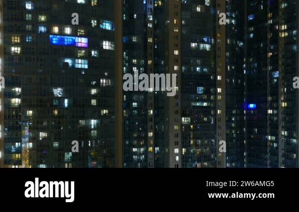 life in a skyscraper bustle and crowded outside the windows, time lapse ...