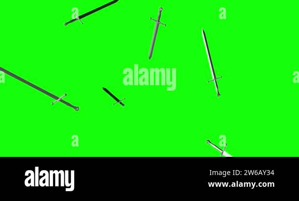 Medieval swords rain falling army warrior 10 animations green screen ...