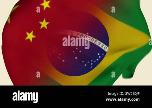 China and Brazil Crumpled Fabric Flag Intro. China Flag. Oriental Asia ...