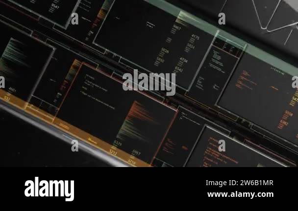 Abstract screens with digits, graphs, abstract scientific graphic ...