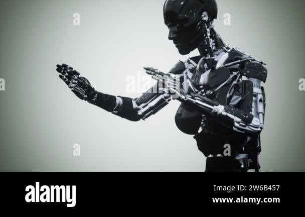 sci-fi robot woman animation in the digital world of the future Stock ...