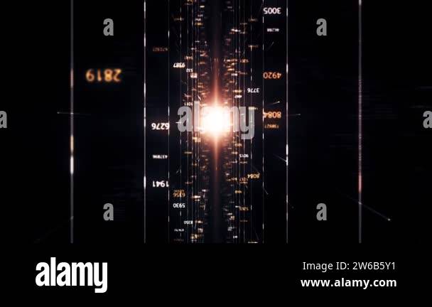 The concept of digitalization, Information flow moving through servers ...