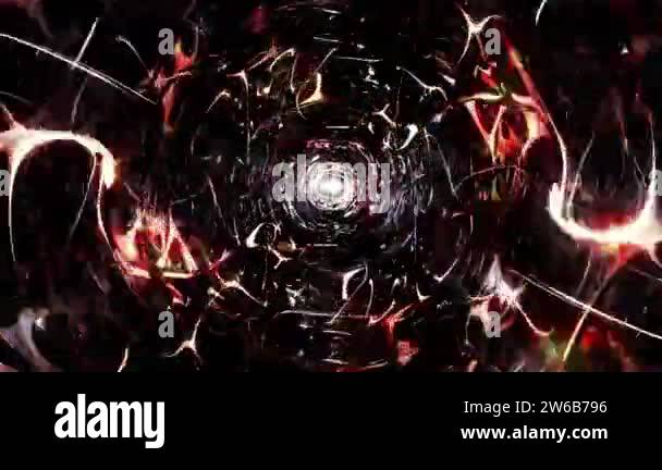 Abstract alien nest cave tunnel with burst flame energy light effect ...